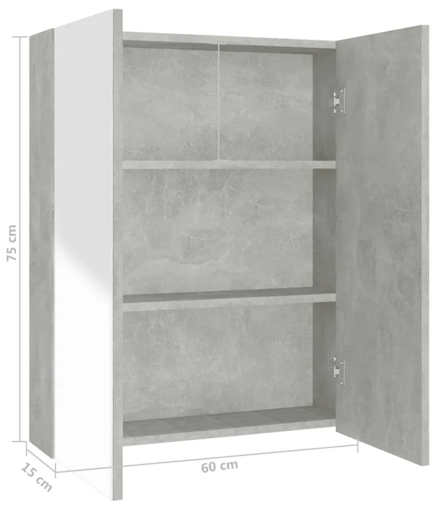 vidaXL Marketos Koupelnová skříňka se zrcadlem 60x15x75 cm MDF betonově šedá