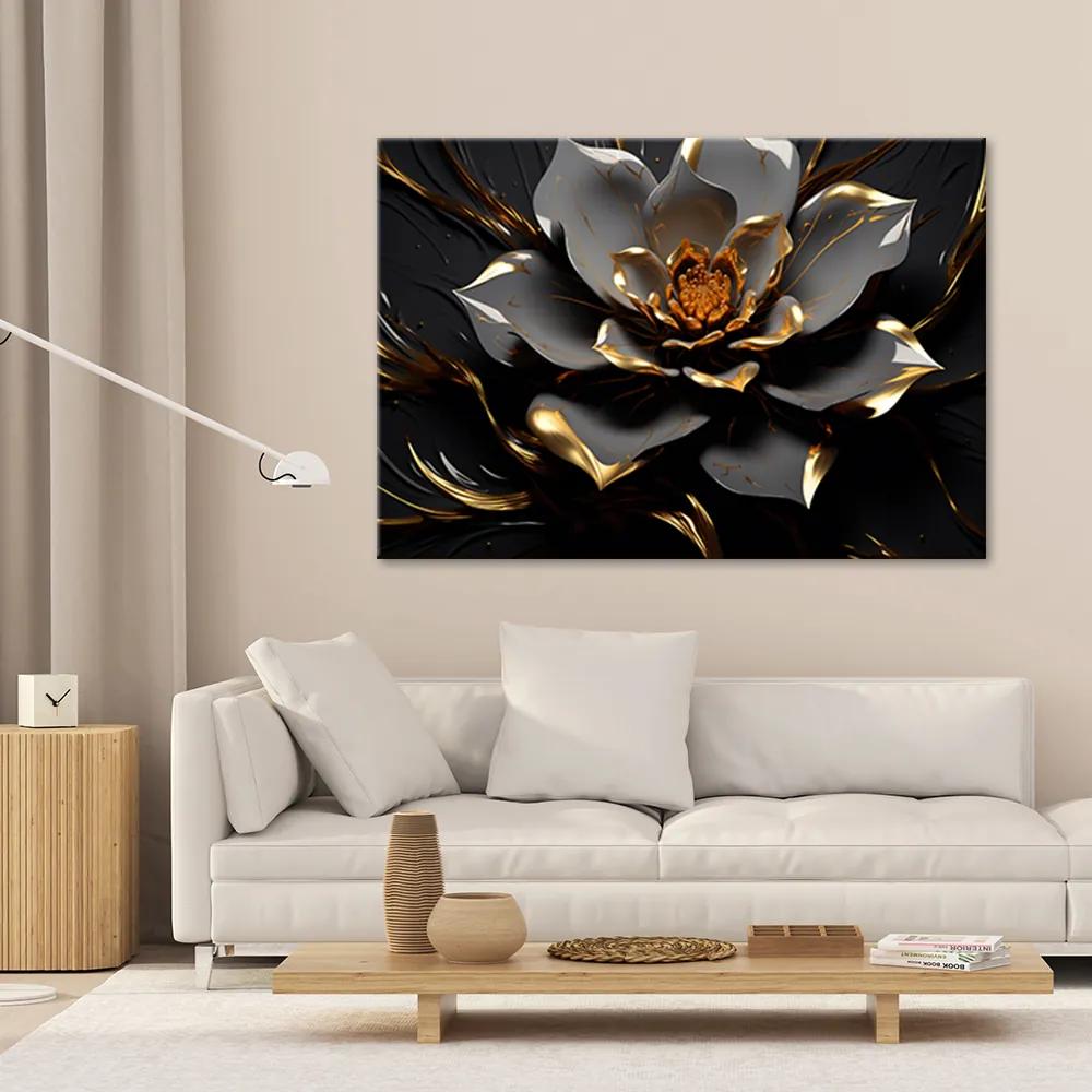 Gario Obraz na plátně Zlatošedý lotosový květ Rozměry: 60 x 40 cm