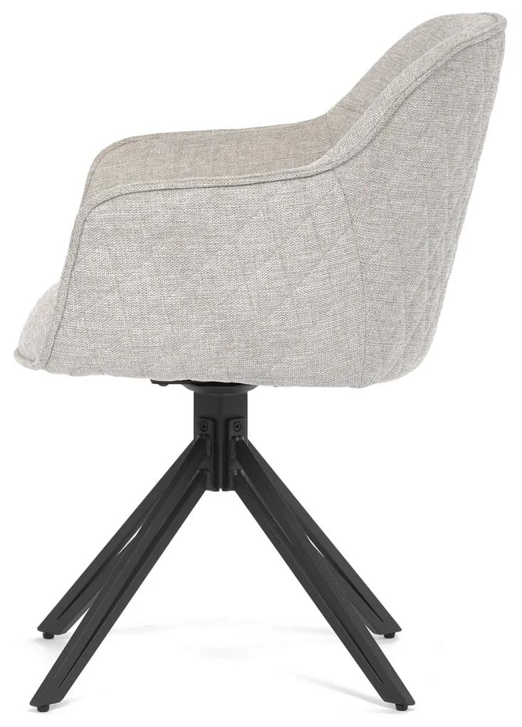 AUTRONIC Jídelní a konferenční židle, potah krémová látka, kovové nohy, černý mat