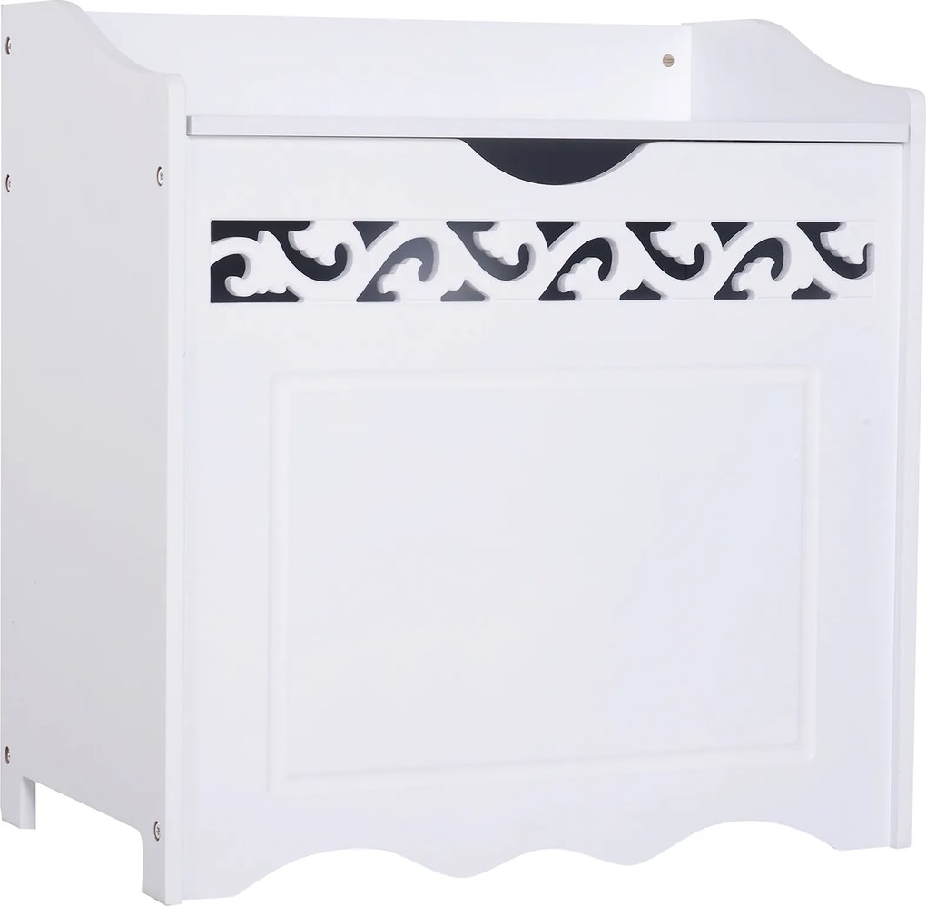 HOMCOM Dřevěný Koupelnový Skříňka, Úložná Skříň pro Ložnici, Obývací Pokoj, 55L x 34Š x 58V cm, Bílá