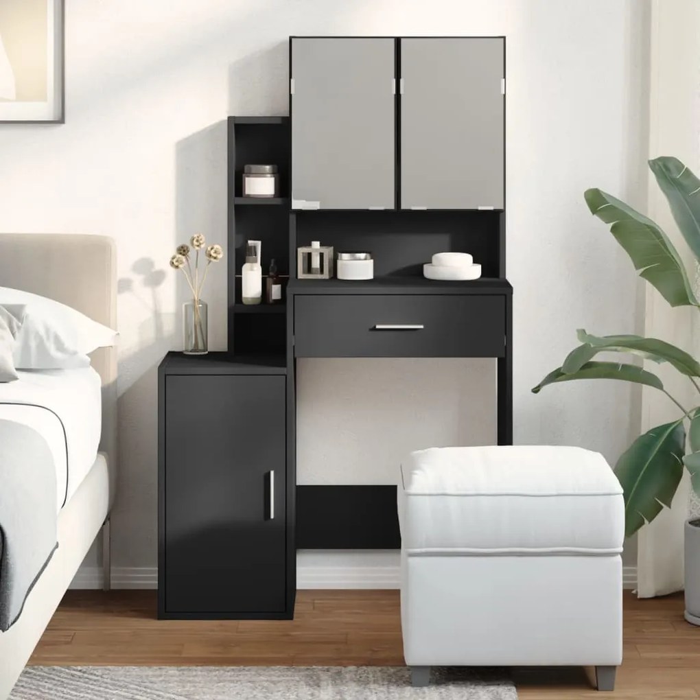 vidaXL Toaletní stolek se skříňkou 80 x 35 x 132 cm [848235] Barva: Černá