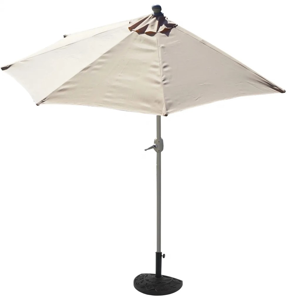 Slunečník půlkruh Parla 300 cm se stojanem - polyester/hliník - krémová