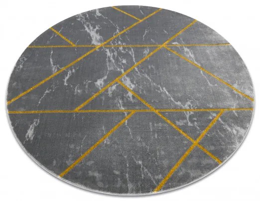 Dywany Łuszczów, Kusový koberec Emerald geometric 1012 grey and gold kruh, 200x200 (průměr) kruh, šedá, chodba / předsíň