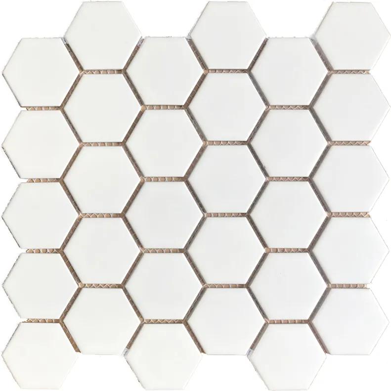 FIN Keramická mozaika bílá Mozaika HEXAGON 5 Bílá Mat 5,1x5,9 (27x28,5) cm - LAMH13010