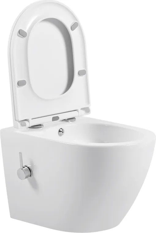 Erga Lily, závěsná WC mísa s funkcí bidetu + toaletní sedátko, bílá lesklá, ERG-V03-LILY-TO2-BID-WH