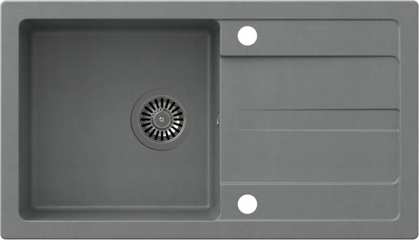 Šedý kuchyňský granitový dřez QUADRON READY- MAX + BATERIE A DÁVKOVAČ NA SAPONÁT