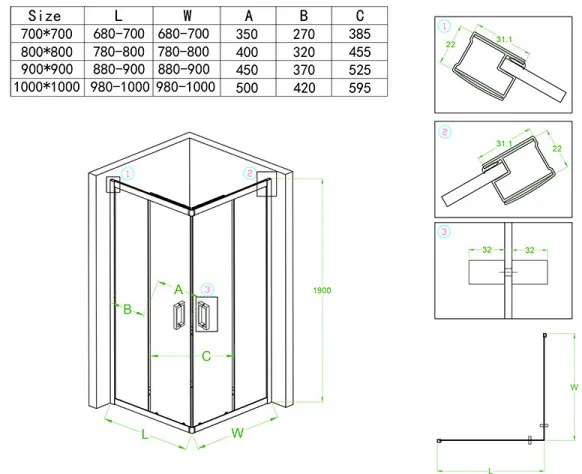 BPS-koupelny Čtvercový sprchový kout HYD-SK93C 100x100 chrom/transparent + vanička HYD-SSV-SXL02C černá