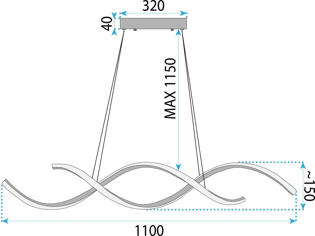Toolight Toolight, LED stropní osvětlení 110cm, 46W, 3000K, LHJ021-CP, růžové zlato, OSW-50009