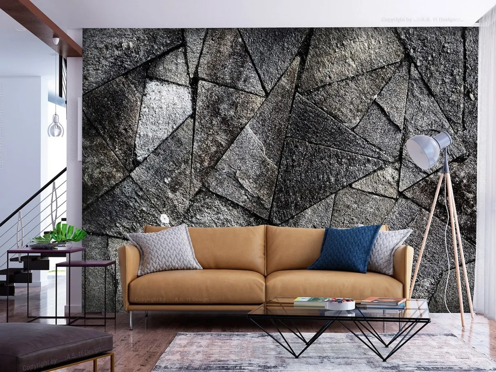 Tapeta kamenná dlažba - šedá (150x105 cm) - Murando DeLuxe