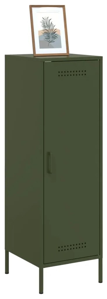 Skříň highboard olivově zelená 36 x 39 x 113 cm ocel