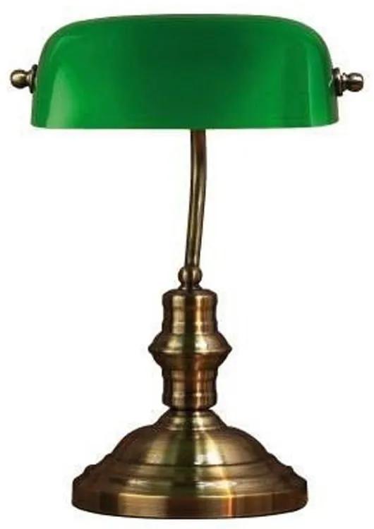 Stolní lampa v zelené a mosazné barvě Markslöjd Bankers, výška 42 cm