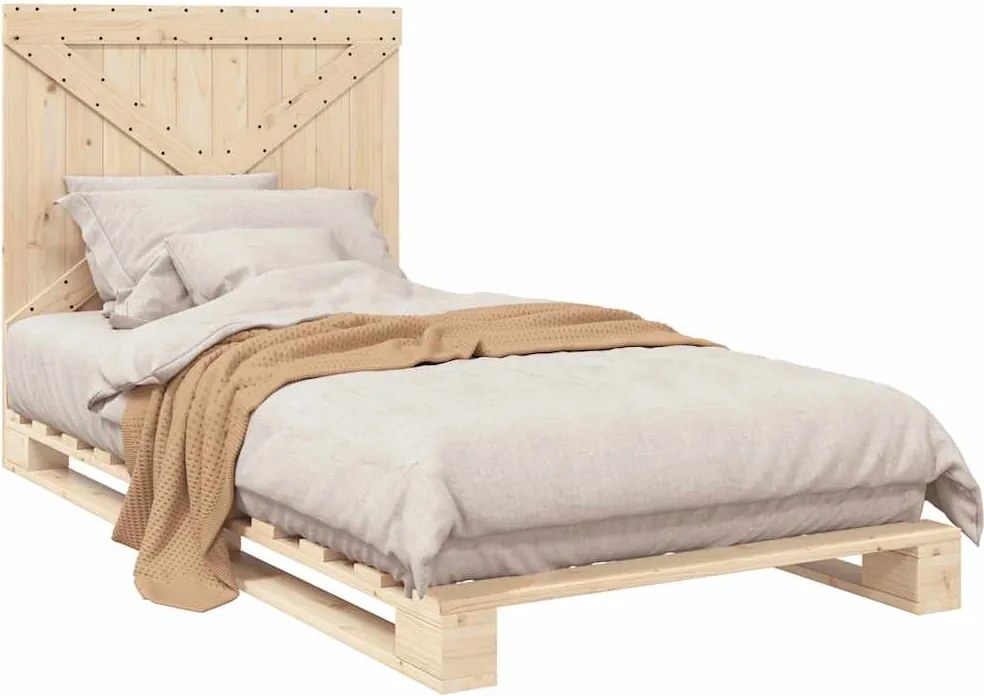 Rám postele s čelem 100 x 200 cm masivní borové dřevo 3281569