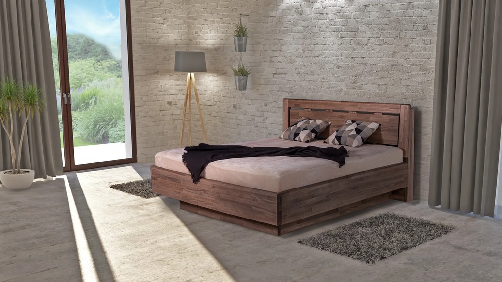 Masivní postel JUPITER - Solwo Design Dřevo a odstín oleje: DUB Cink - Olej odstín DO206, Rozměr spací plochy: 180x200