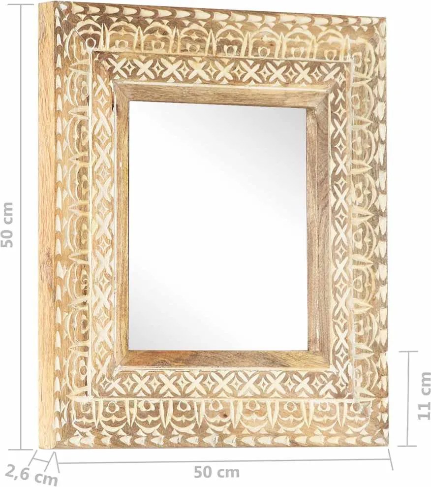 Ručně vyřezávané zrcadlo 50 x 50 x 2,6 cm masivní mangovník 321644