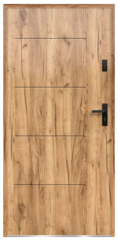 O.K. Doors® Vchodové dveře Tytan, 90 L, rozměr vč. zárubně: 1000 × 2070 mm, ocel, levé, dub Sonoma, plné