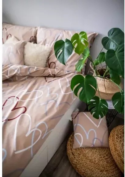 Jahu povlečení bavlna Love béžová 140x200, 70x90 cm + 40x40 cm