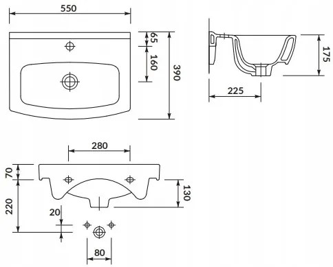 Cersanit Cersania, skříňkové umyvadlo 55x39 cm, bílá, K11-0045