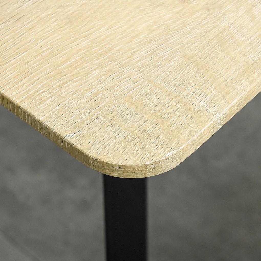HOMCOM Průmyslový design jídlení stůl Velký zkosený vrch 120L x 60W x 75H cm Černé kovové nohy na vlásky světlá dýha MDF