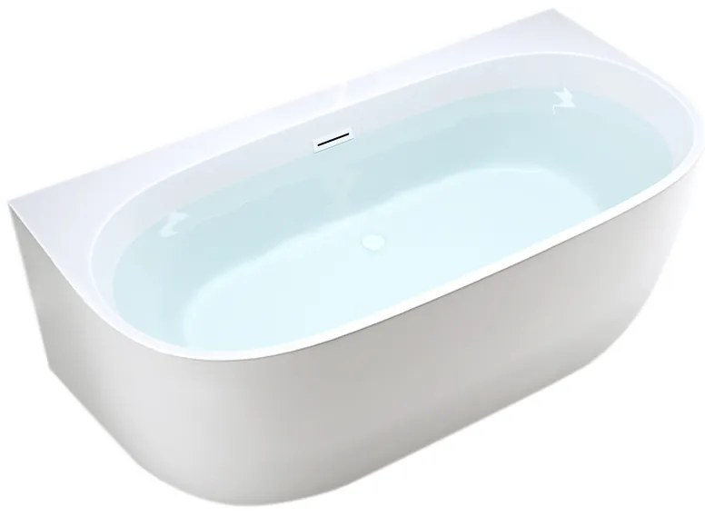 BPS-koupelny Volně stojící akrylátová vana ke stěně HYD-4800 NR526B 150x80 bílá, odtokový komplet bílý lesklý