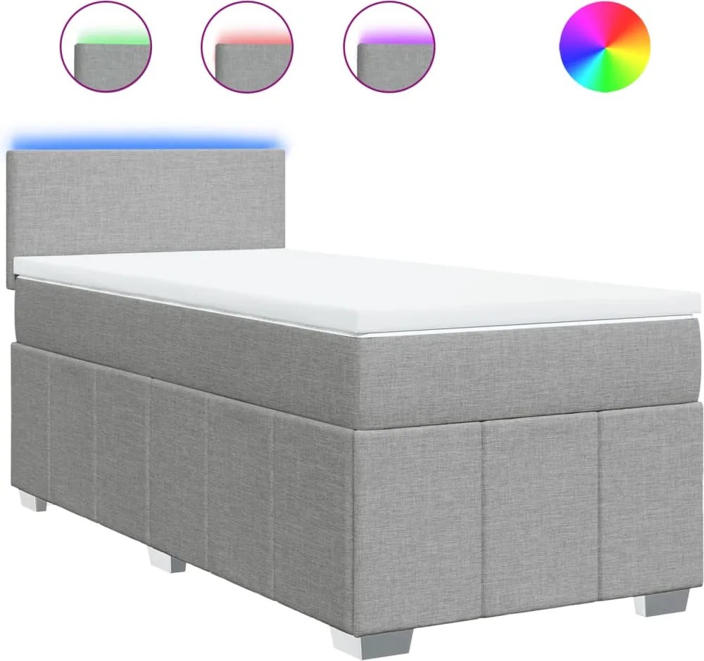 Box spring postel s matrací světle šedý 100 x 200 cm textil 3289272