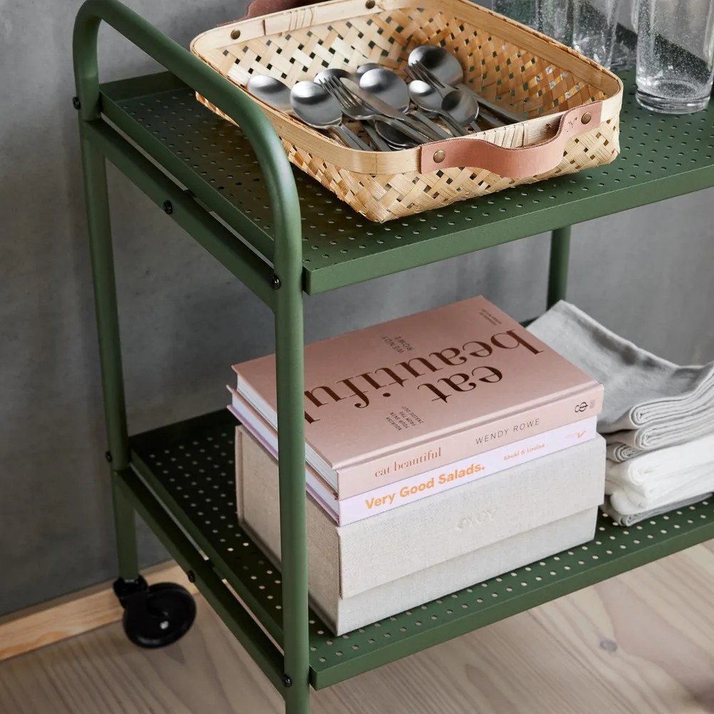 Ocelový servírovací stolek na kolečkách 37,5x52 cm Maki – OYOY Living Design
