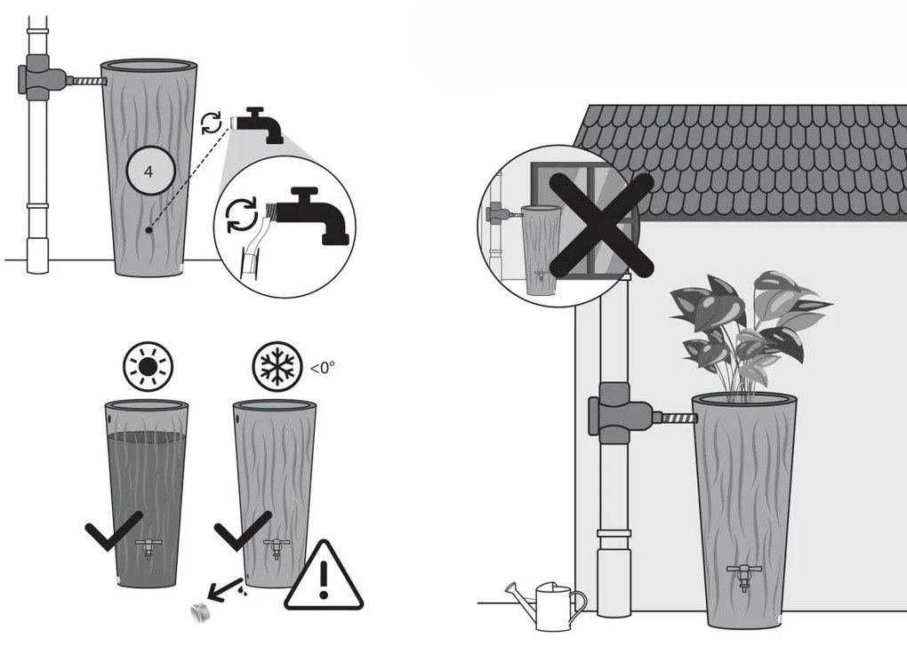 Sud na dešťovou vodu ELANA 160 l antracit