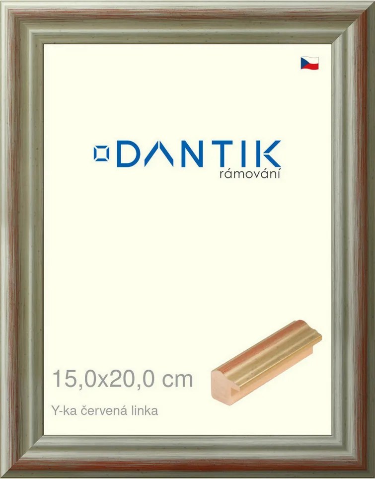 DANTIK rámeček 15x20 | Y-ka červená linka (Sklo Čiré)