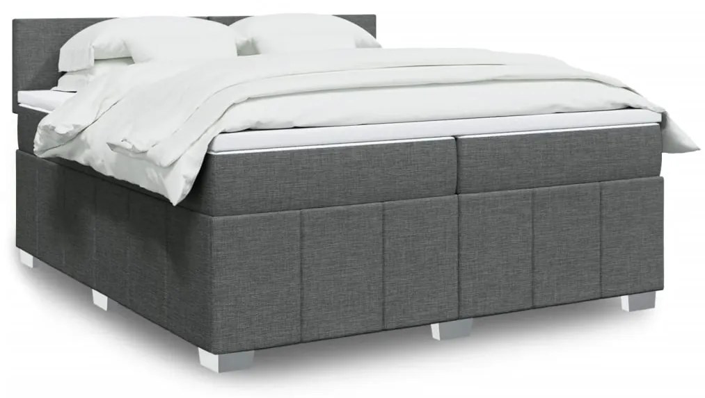Box spring postel s matrací tmavě šedá 200x200 cm textil