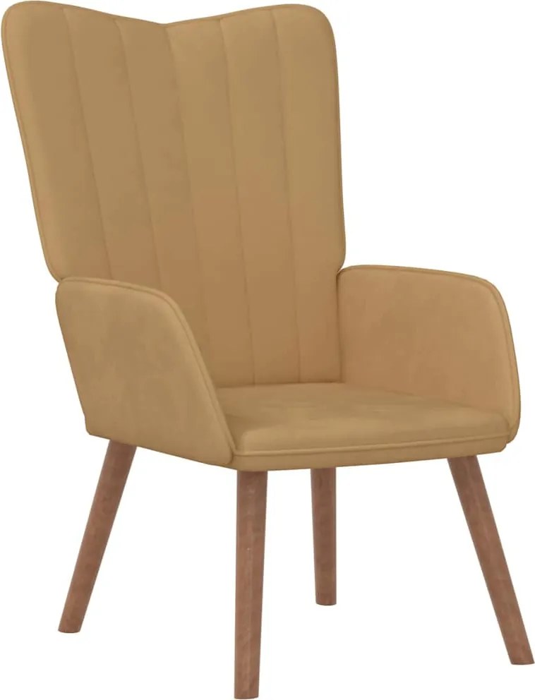 Relaxační křeslo se stoličkou hnědé samet 327674