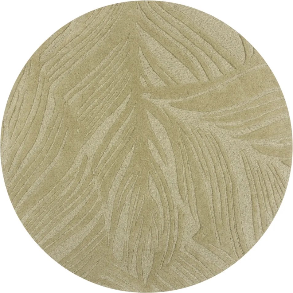 Kusový koberec Solace Lino Leaf Sage kruh, 160x160 (priemer) kruh, zelená, obývacia izba, Flair Rugs