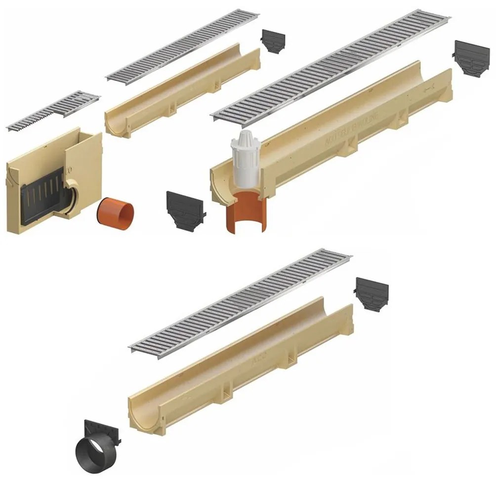 ACO EuroSelf žlab 0,5 m, H=10 cm, plastový rošt s Microgrip 416326