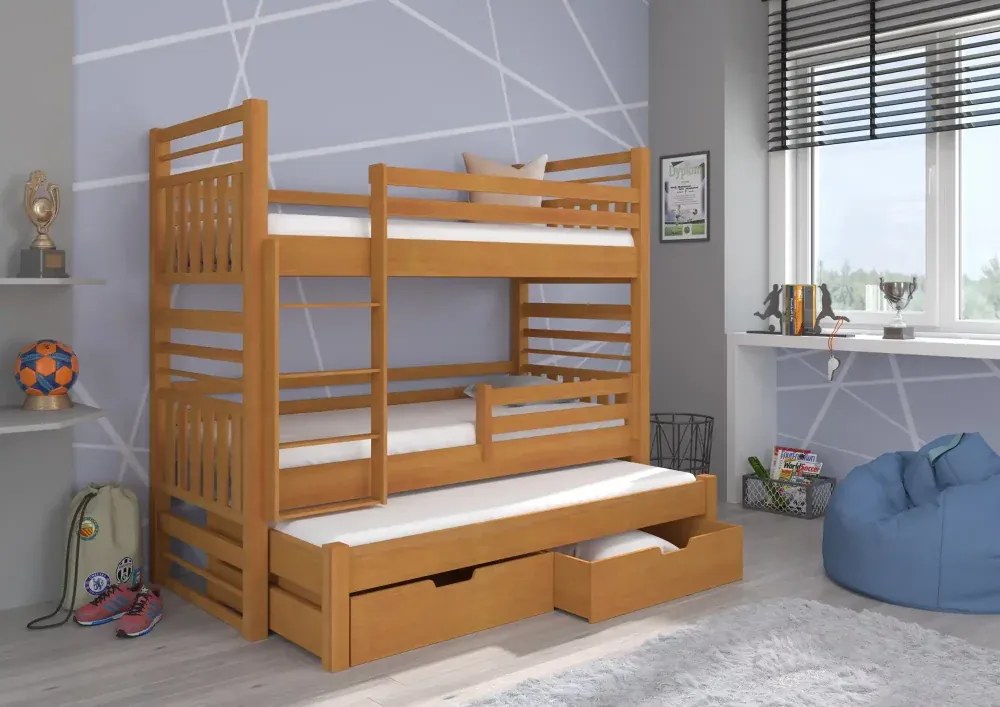 Třílůžková patrová postel HIPPO 200x90