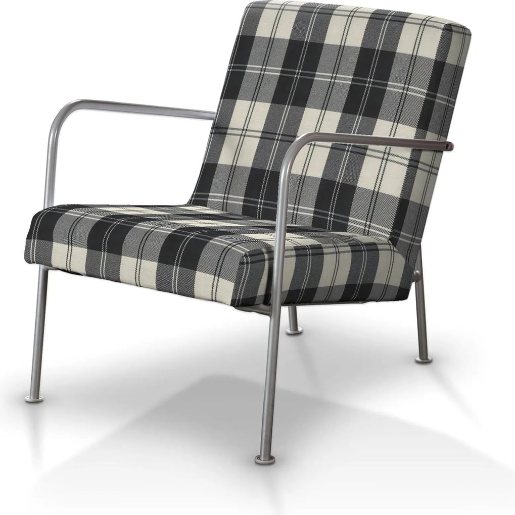 Potah na křeslo Ikea PS barva černá látka pletený vzor, vzorované