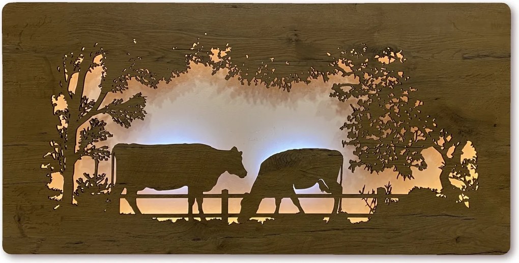 Li-Go "Kravičky" světelný obraz s baterií 120x60cm varianta ovládání: manuál/pohybové čidlo, provedení povrchu: černá s patinou
