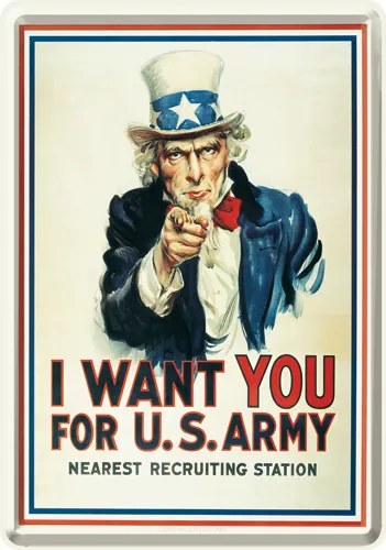 Postershop Plechová pohlednice - I Want You For U.S. Army