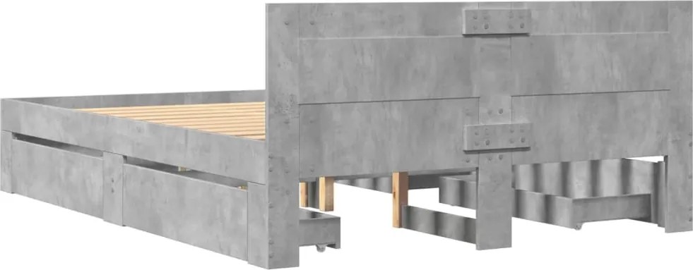 Rám postele s čelem betonově šedý 140 x 200 cm kompozitní dřevo 3295565