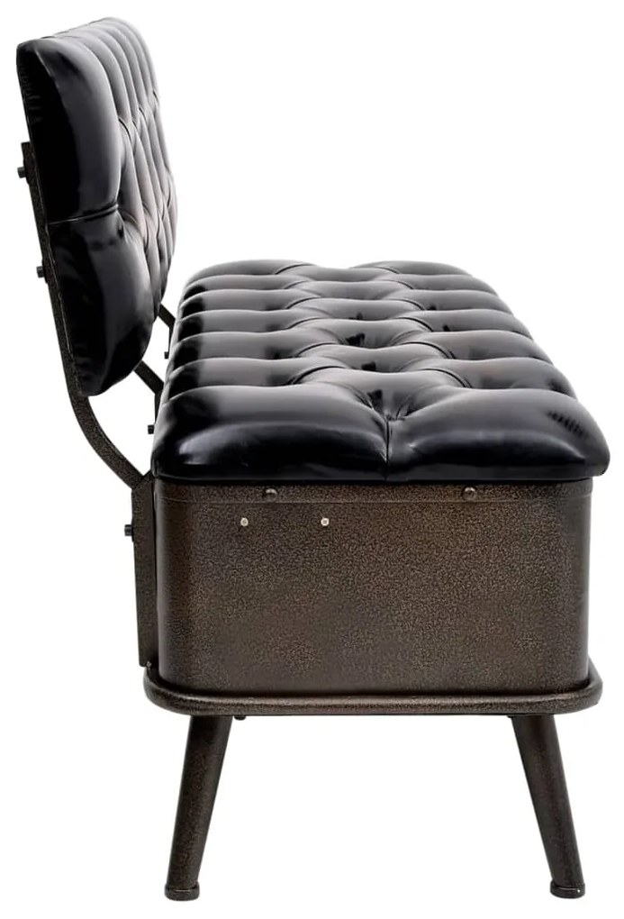 Úložná lavice s opěradlem 110 cm černá umělá kůže - Default Title