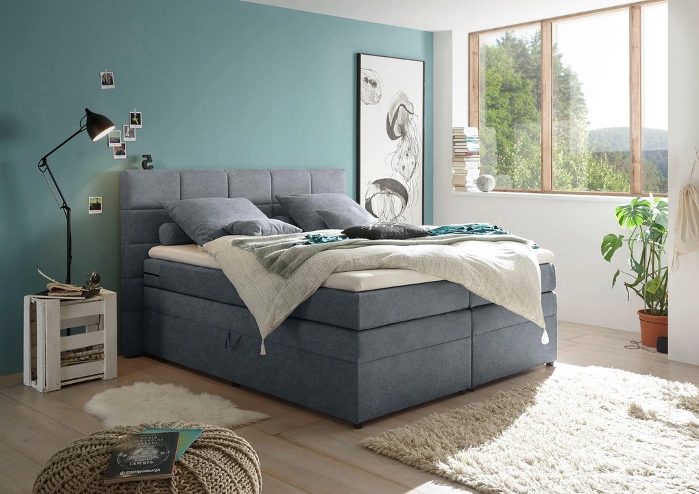 XXXLutz POSTEL BOXSPRING, 180/200 cm, antracitová MID.YOU - Postele s úložným prostorem - 002220032514
