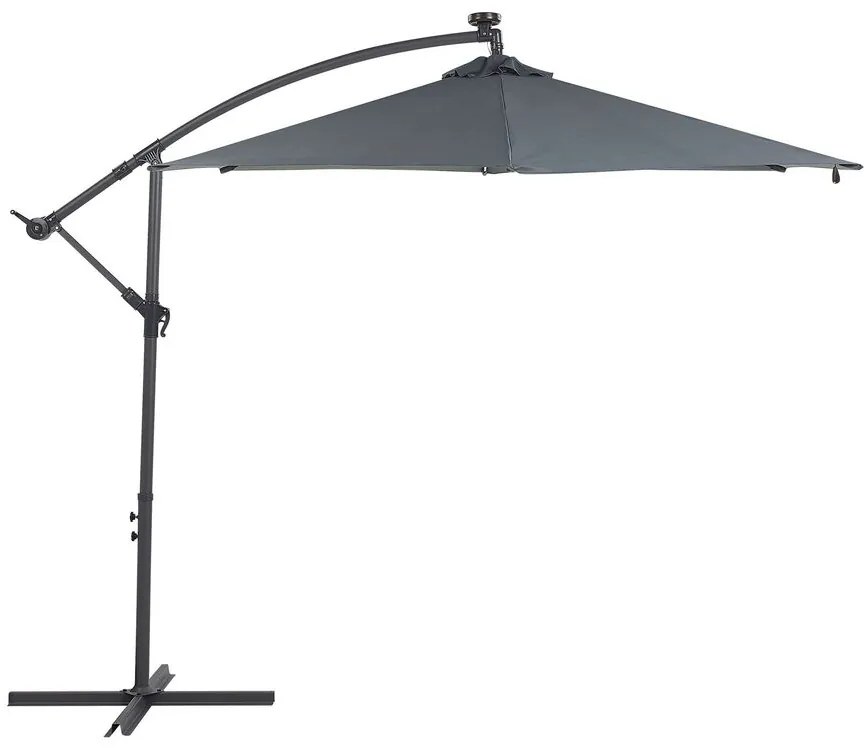 Zahradní deštník LED, ⌀ 285 cm, šedý CORVAL Beliani