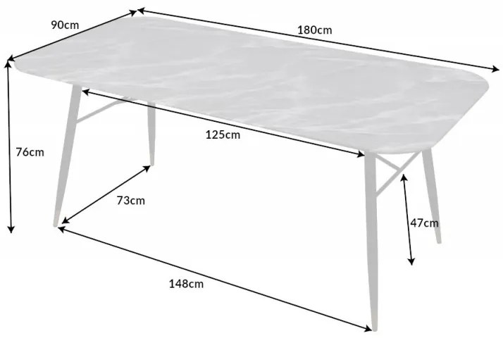 Jídelní stůl Laney 180 cm mramor šedý