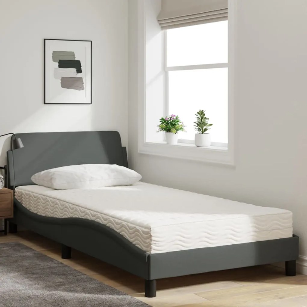 Postel s matrací Dover tmavě šedá 100 x 200 cm textil 3208345