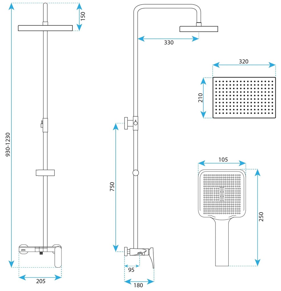 Rea Joe, sprchový set s ruční a hlavovou sprchou, zlatá matná, REA-P5656