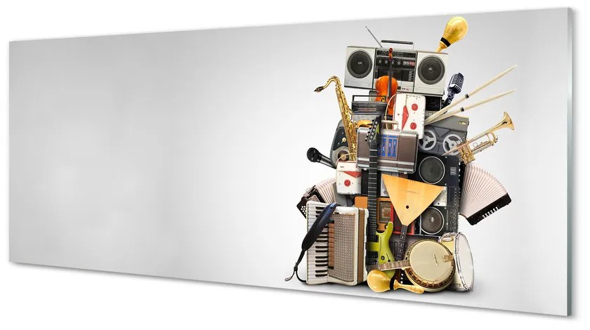 akrylový obraz Rádio mikrofon ukulele 120x60 cm