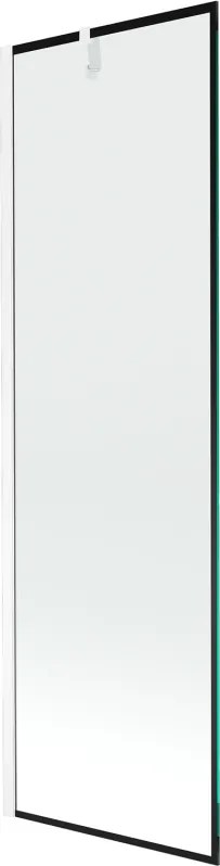 Mexen Next, vanová zástěna 1-křídlová 60 x 150 cm, fixní křídlo, 6 mm čiré sklo s černým vzorem, bílý profil, 895-060-000-00-70-20