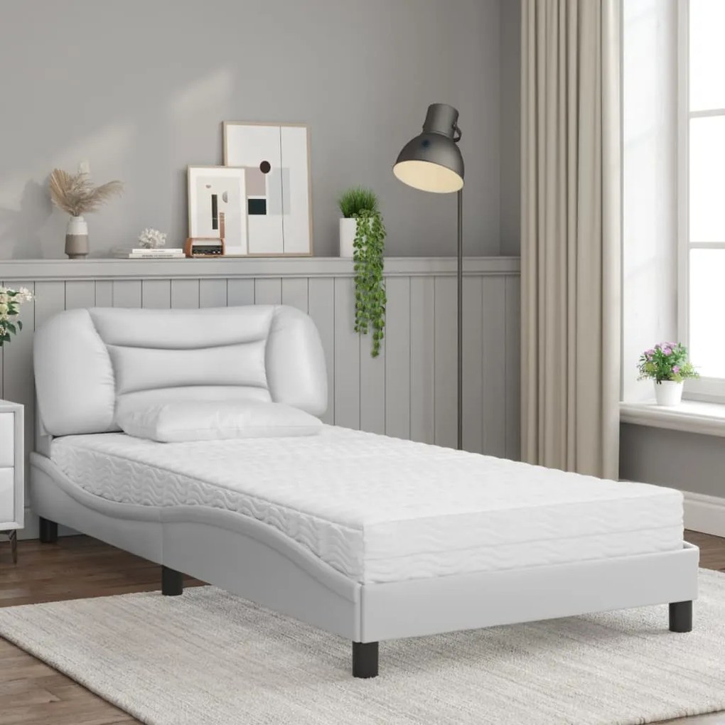 Postel s matrací Hvar bílá 100 x 200 cm umělá kůže 3208704