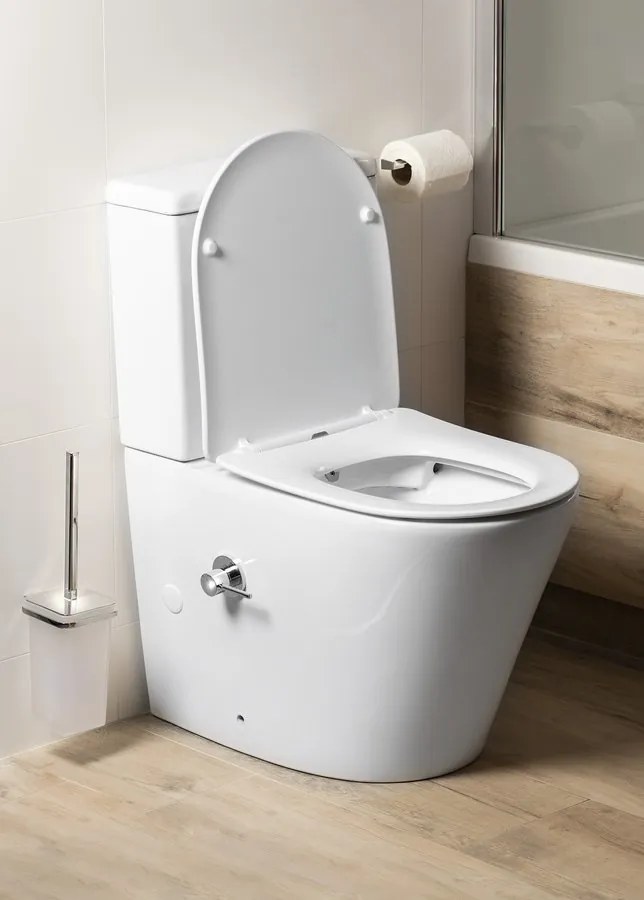 Sapho Sapho, PACO CLEANWASH WC kombi mísa, integrovaná baterie a bidetová sprška, spodní/zadní, bílá, PC1012RX