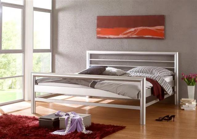 Nábytek ATIKA s.r.o. Kovová postel MANCHESTER Povrchová úprava: stříbrná RAL 9006, Rozměr: 120 x 200 cm