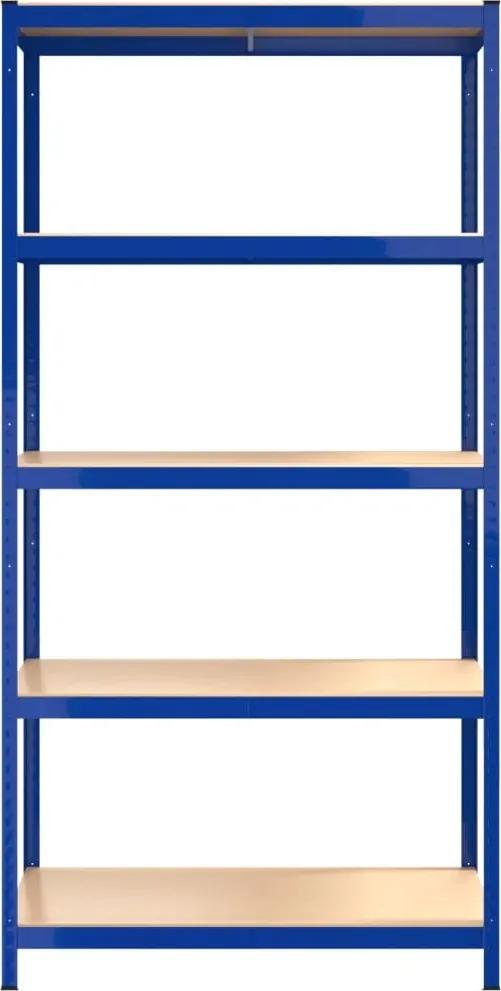 vidaXL 5patrové úložné regály 4 ks ocel a kompozitní dřevo [3154224] Barva: Modrá