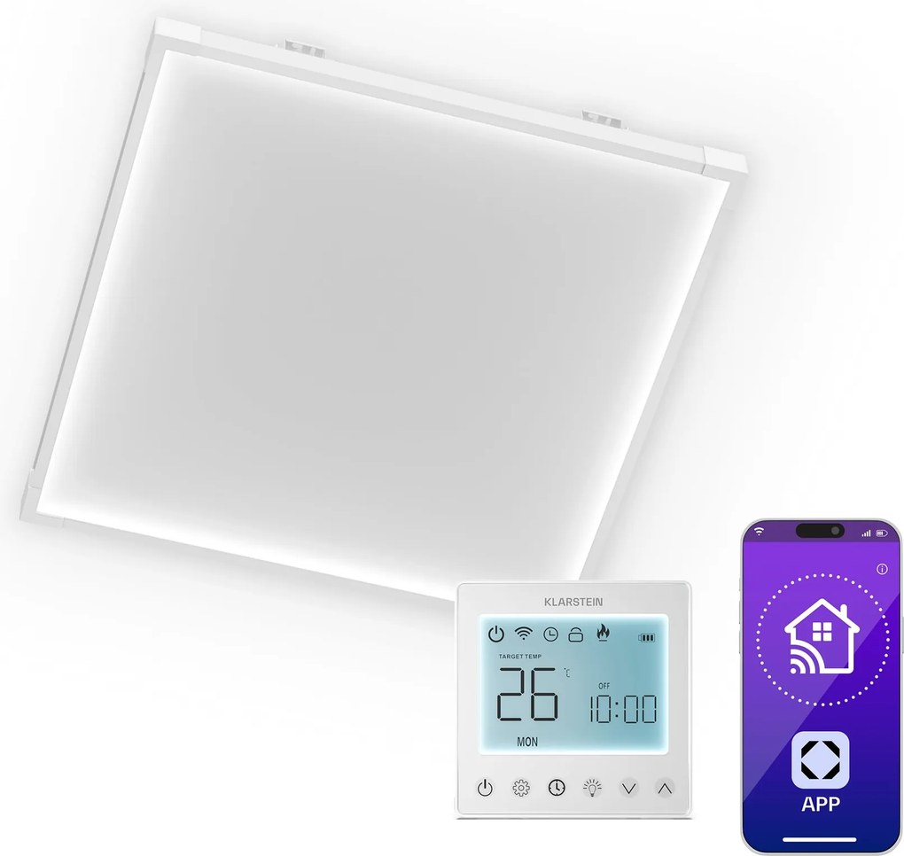 Klarstein Wondersky infračervené panelové topení | 360 W | 4 - 8 m² | Minimalistický design | 60 x 60 cm