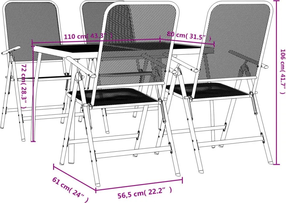 vidaXL 5dílný zahradní jídelní set antracitový tahokov [3211820]